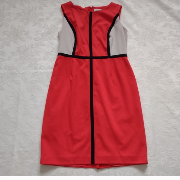 Calvin Klein | Dresses | Calvin Klein Red Black Contrast Colorblock ...